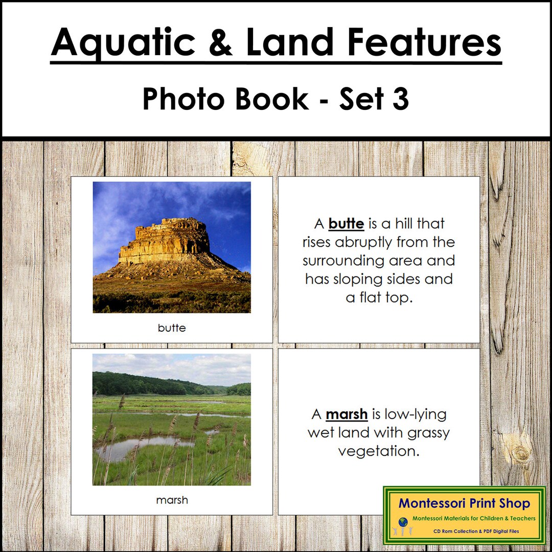 Aquatic & Land Features Book Set 3 - Montessori Geography - Printable ...