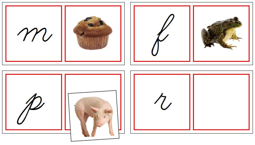 Phonetic Matching Cards Set 1 CURSIVE Montessori Language - Etsy