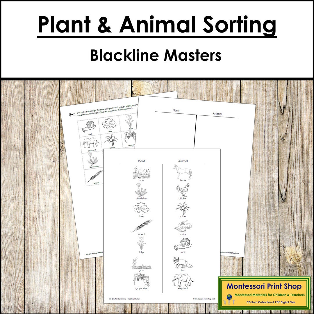 Plant and Animal Sorting: Montessori Blackline Masters (digital ...