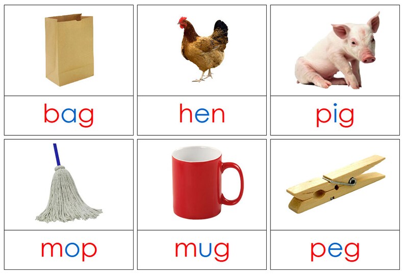 Phonetic Picture Cards Level 1 Montessori Language | Etsy