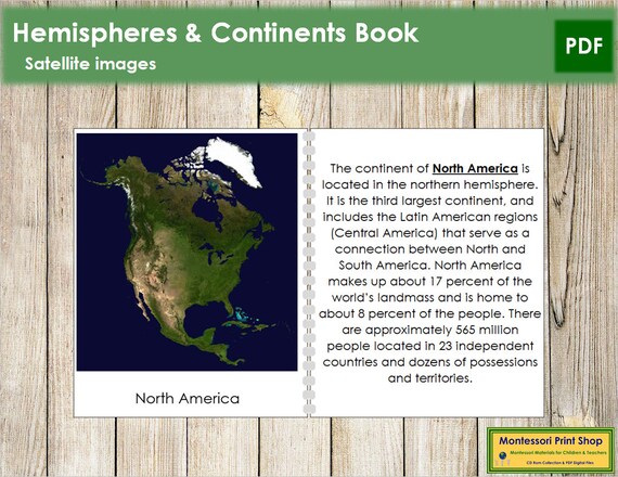 Hemispheres & Continents Book satellite Images Geography | Etsy