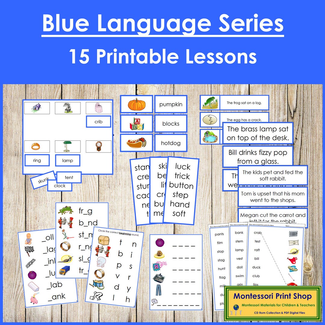 Montessori Blue Phonetic Language Series Bundle (CLIPART) - Primary ...