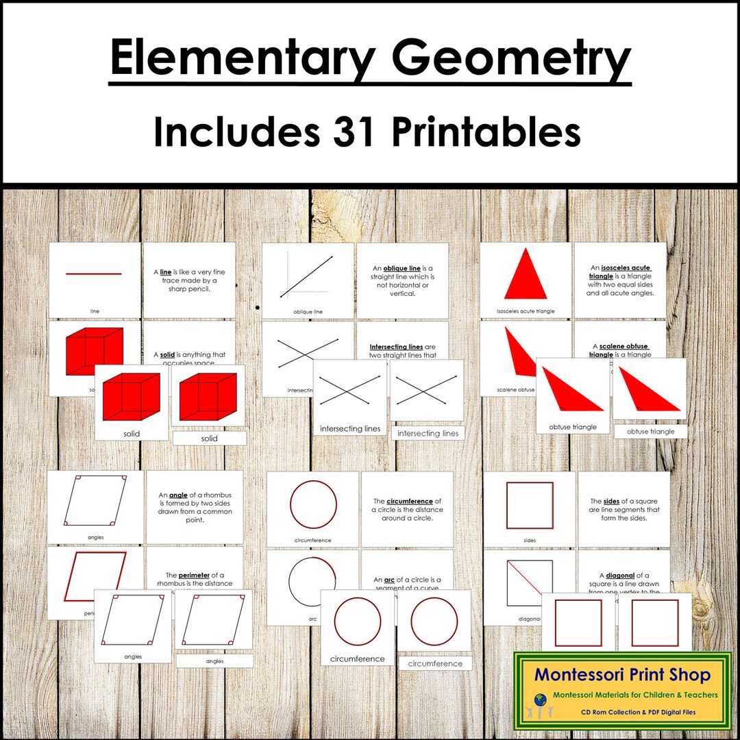 Elementary Montessori Geometry Bundle - Math - Printable Montessori ...