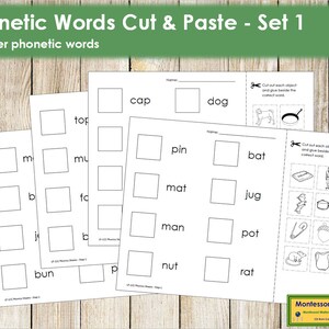 Phonetic Words Cut & Paste Step 1 Montessori | Etsy