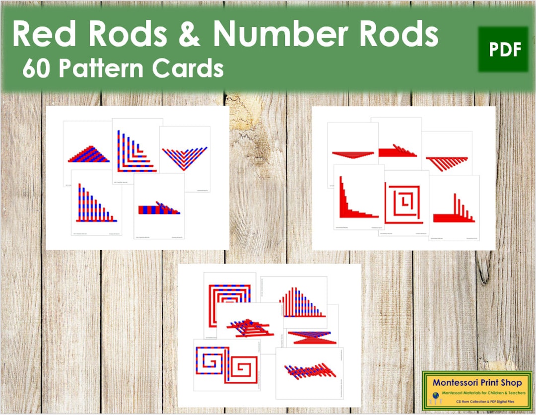 Montessori Red Rods & Number Rods Pattern Cards Bundle - Etsy