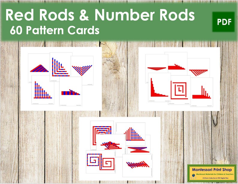 Montessori Red Rods & Number Rods Pattern Cards Bundle - Etsy