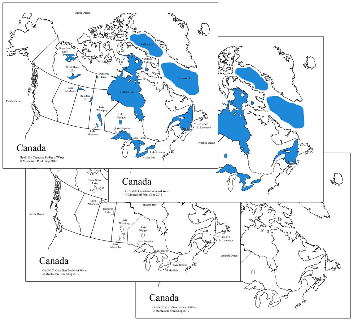 Major Bodies of Water in Canada - Geography Maps (digital Download ...