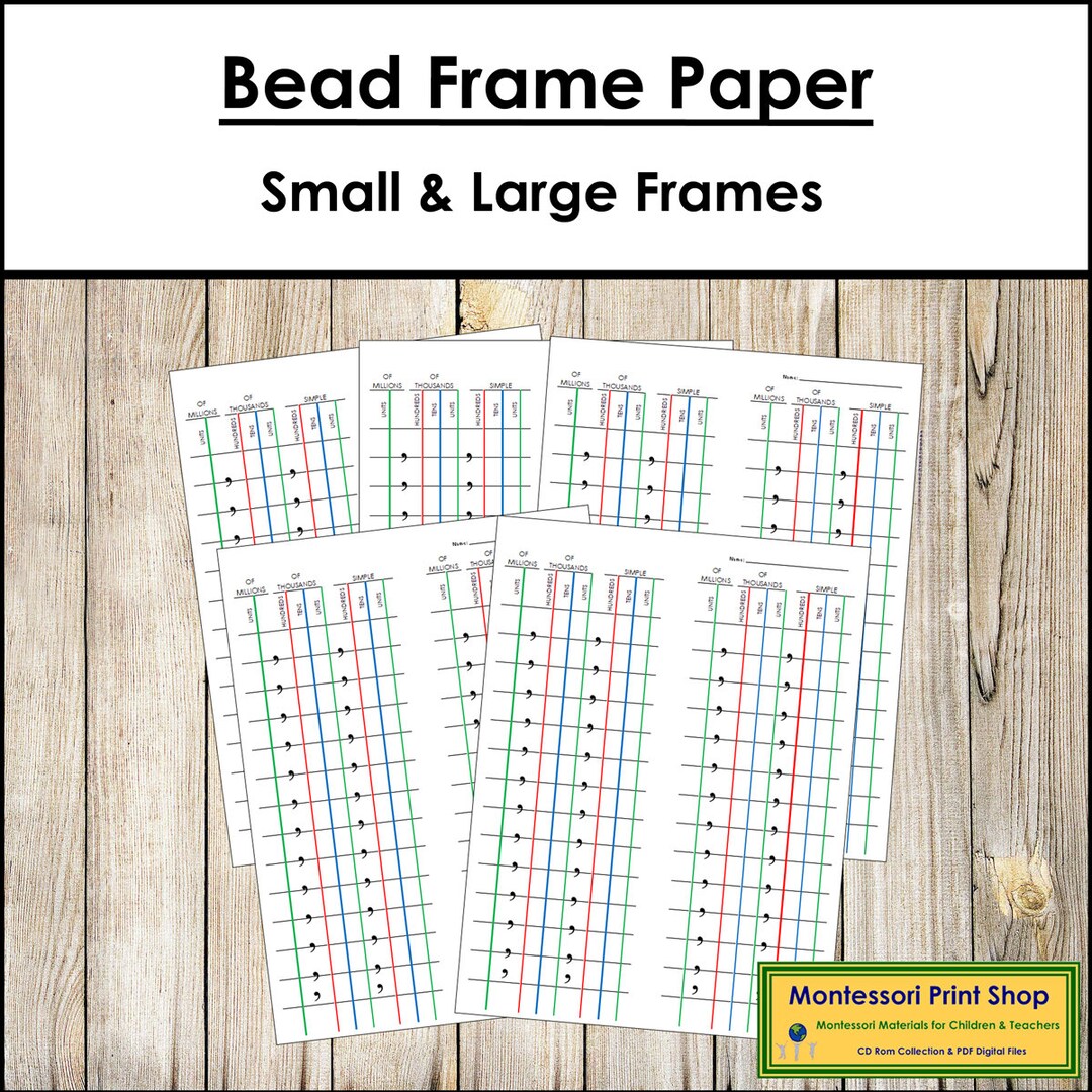 Bead Frame Paper (large & Small) - Printable Montessori Materials ...