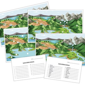 Land and Water Features Map - Earth Science - Geography (digital ...
