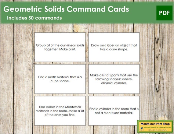 Geometric Solids Command Cards task Cards Primary Geometry | Etsy