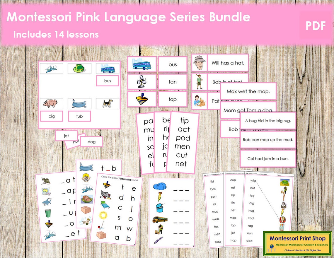 Montessori Pink Phonetic Language Series Bundle CLIPART | Etsy
