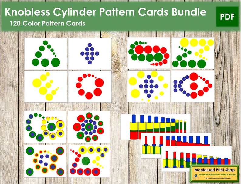 Montessori Knobless Cylinders Pattern Cards Bundle - Etsy