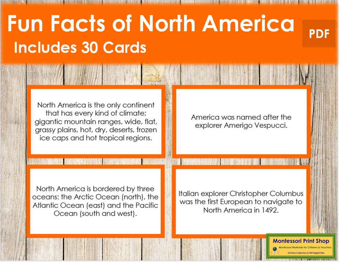 Fun Facts of North America color-coded Montessori - Etsy
