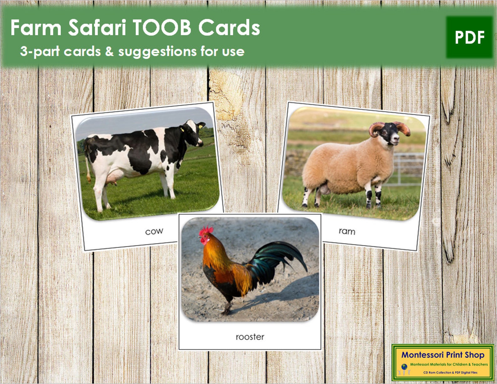 Farm Safari TOOB Cards Printable Montessori Cards Digital | Etsy