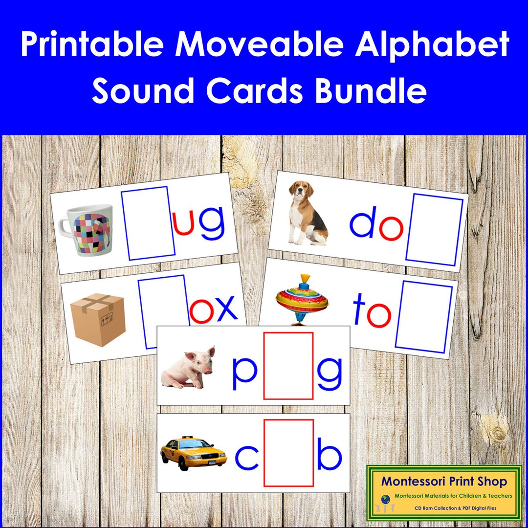 Montessori Moveable Alphabet Sound Cards Bundle Blue/red (print ...