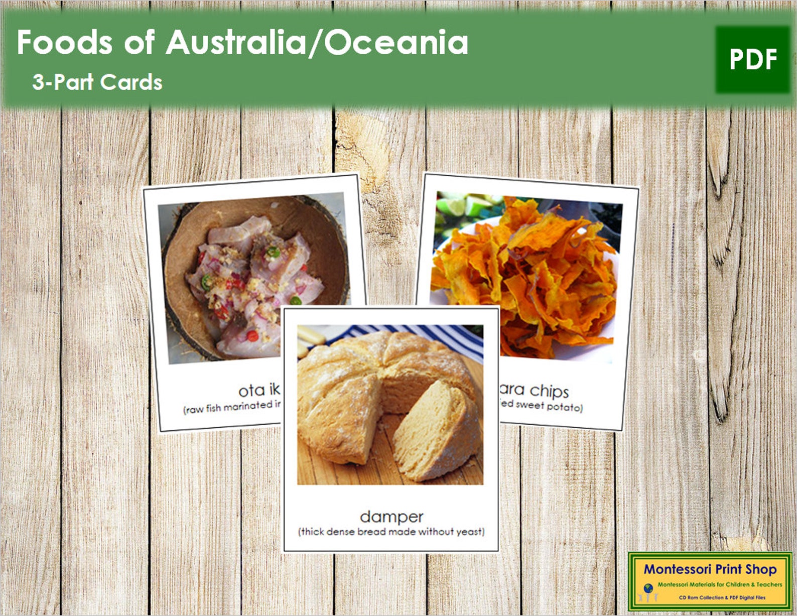 Foods of Australia/oceania Montessori Continent Cards | Etsy