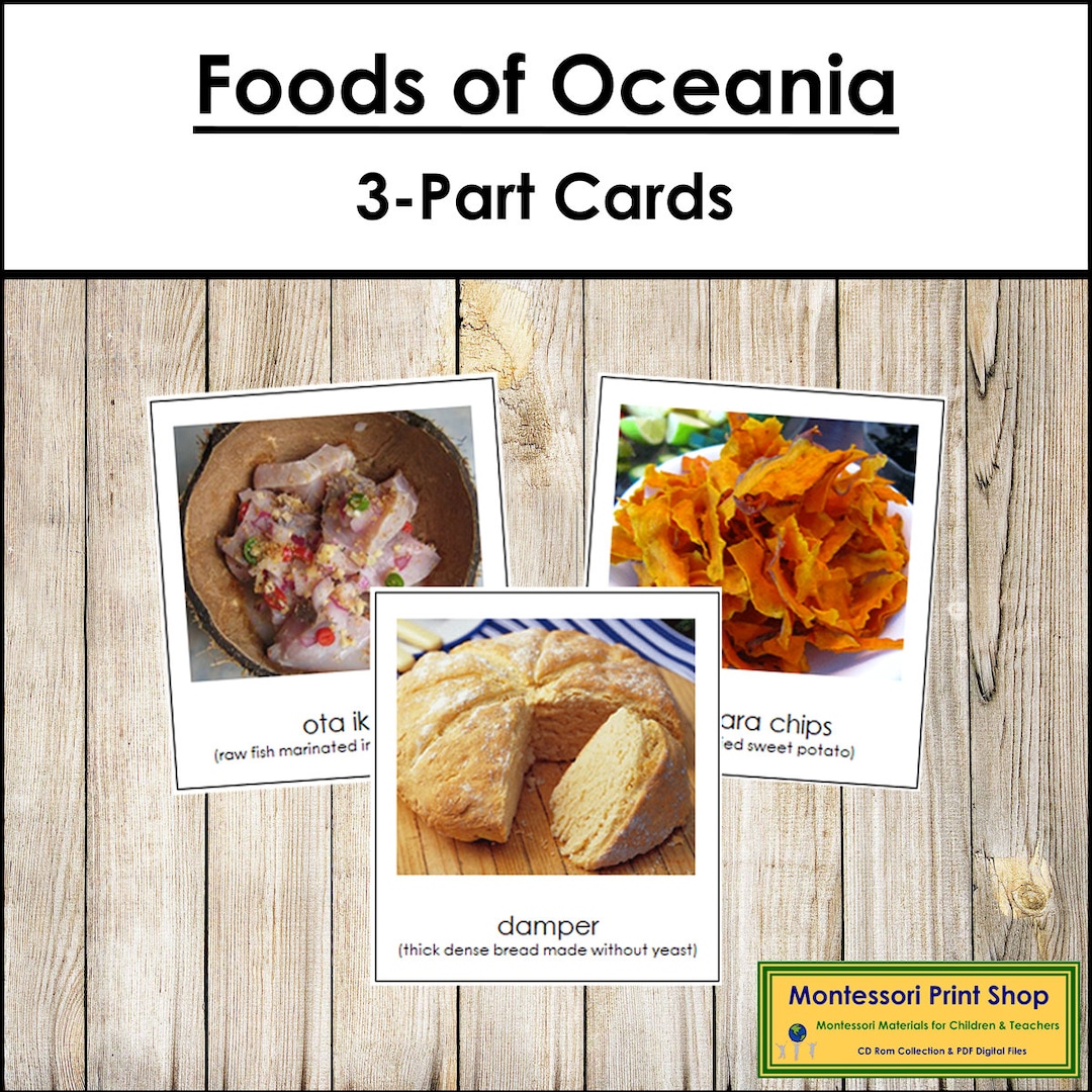 Montessori Foods of Australia/oceania 3-part Cards - Geography ...