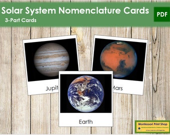Solar System 3 Part Cards - Etsy