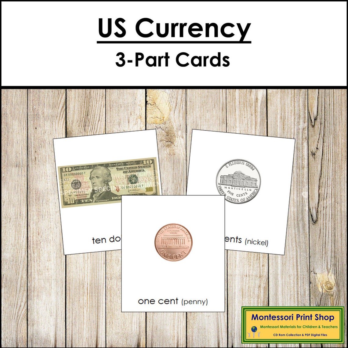 United States Currency Cards Printable Montessori Cards Digital ...