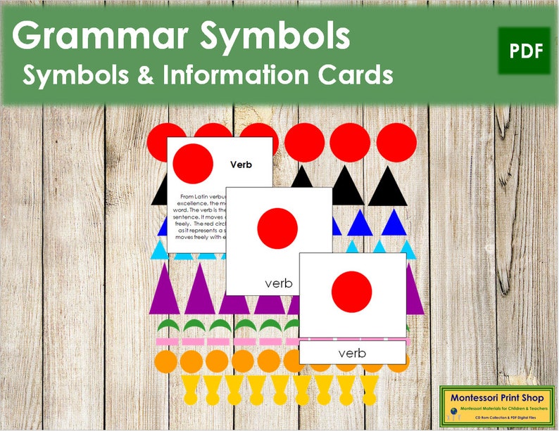 Montessori Grammar Symbols and 3-part Cards Montessori - Etsy
