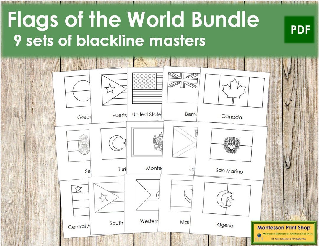 Flags of the World blackline Masters Bundle Geography - Etsy