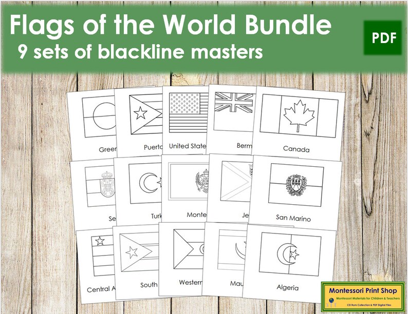 Flags of the World blackline Masters Bundle Geography - Etsy