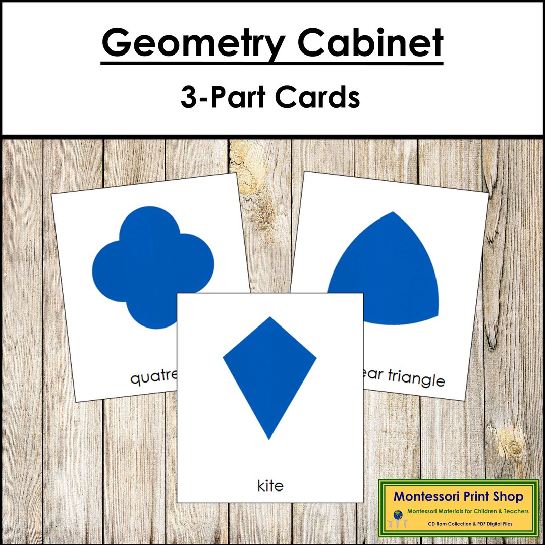 Geometry Cabinet 3-part Cards - Primary Geometry - Printable Montessori ...
