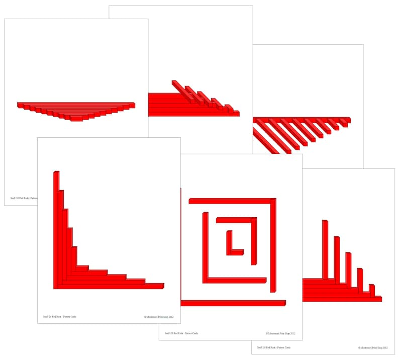 Montessori Red Rods & Number Rods Pattern Cards - Primary Sensorial ...