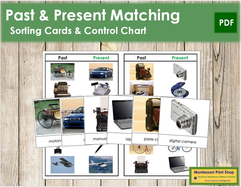 Past and Present Matching Cards & Control Chart Printable - Etsy