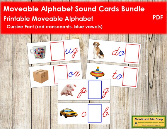 Montessori Moveable Alphabet Sound Cards Bundle Red/blue | Etsy