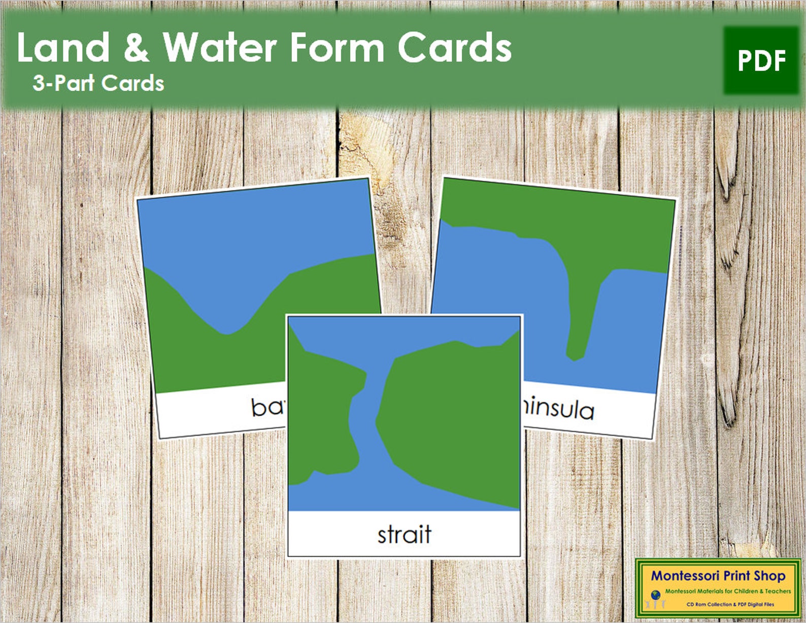 Simple Land & Water Form Cards b/g Montessori Geography | Etsy
