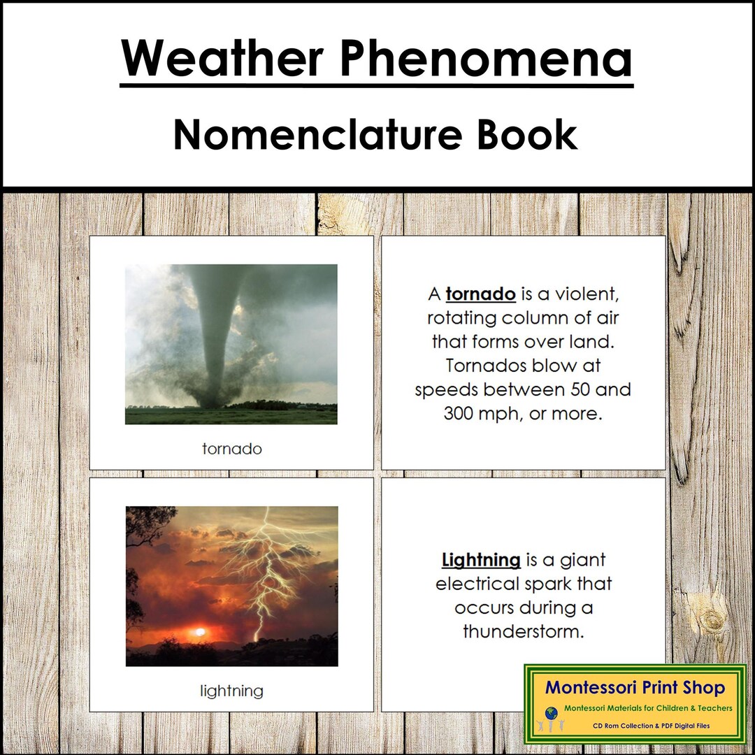 Types of Weather Phenomena Nomenclature Book - Montessori Meteorology ...