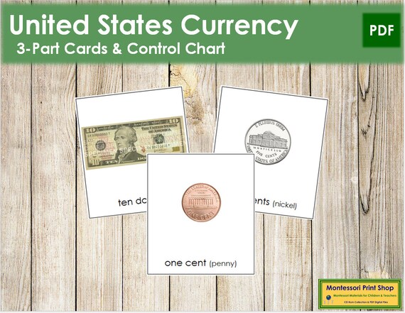 United States Currency Cards Printable Montessori Cards - Etsy