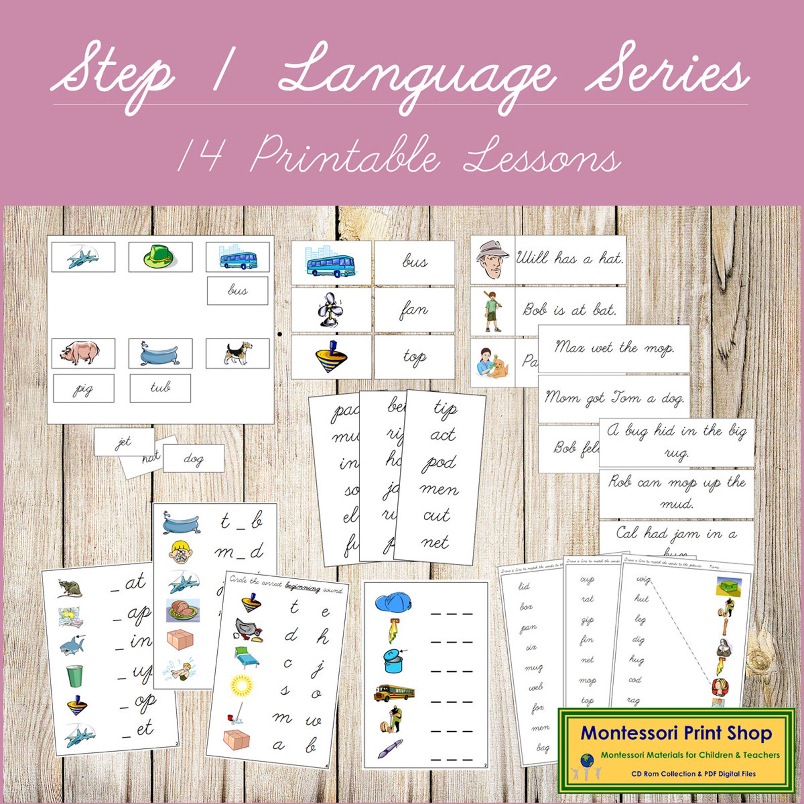 Montessori Cursive Step 1 Phonetic Language Series Bundle [CLIPART ...