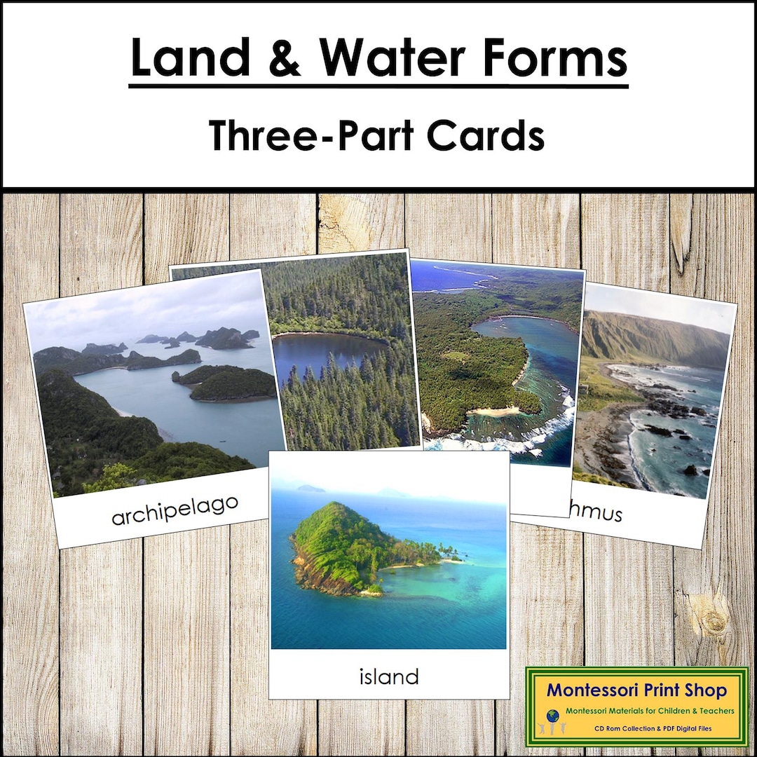 Montessori Land & Water Forms 3-part Photo Cards - Geography (digital ...
