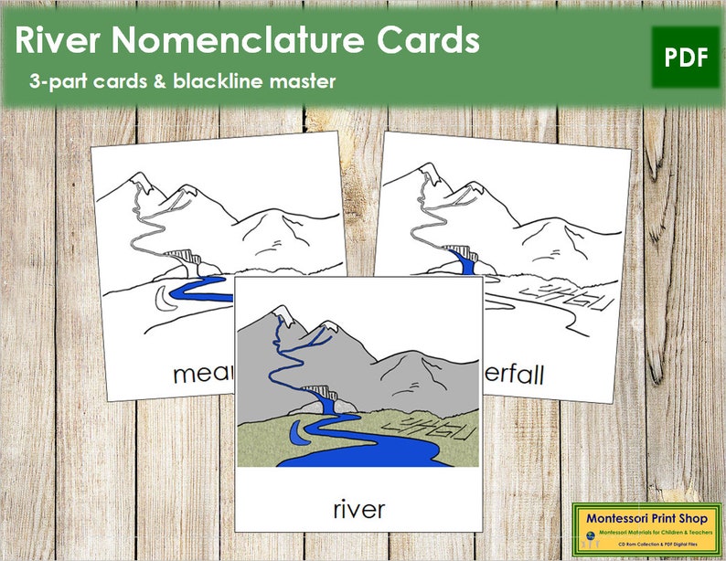 Parts of a River Nomenclature 3-part Cards Science | Etsy