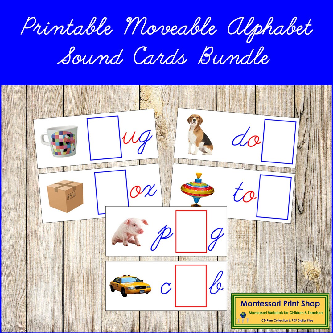 Montessori Moveable Alphabet Sound Cards Bundle Blue/red (cursive ...