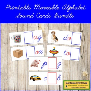 Montessori Moveable Alphabet Sound Cards Bundle Blue/red (cursive ...