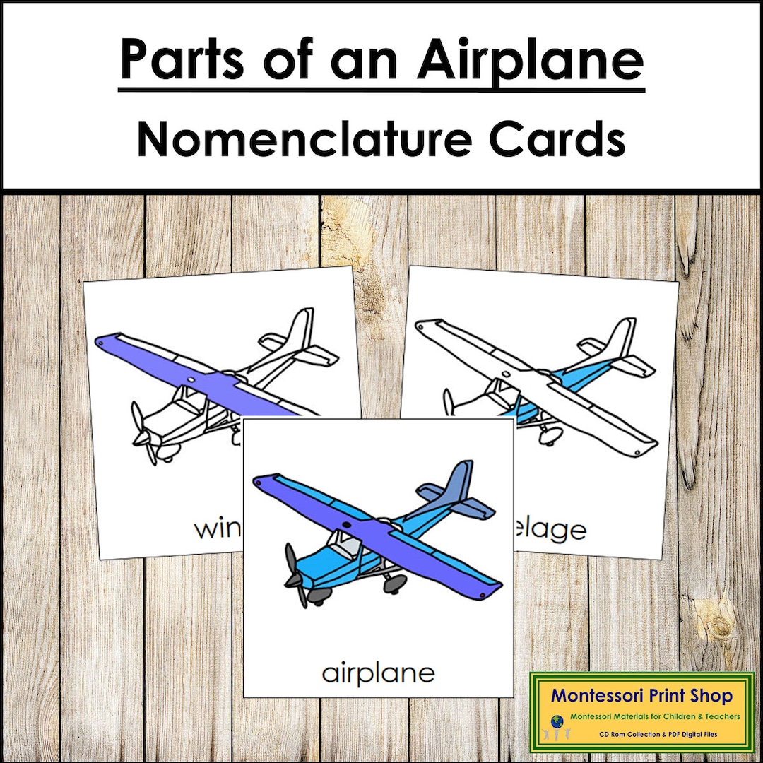 Parts of an Airplane Nomenclature 3-part Cards - Printable Montessori ...