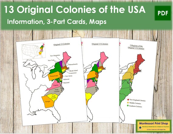 13 Original Colonies Blank Map