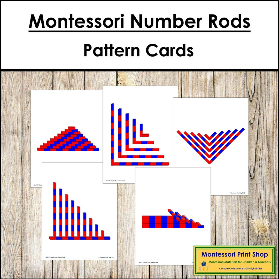 Montessori Number Rods Pattern Cards - Sensorial Activity (digital ...