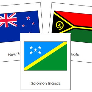 Flags of Oceania - Montessori Continent Cards - Geography - Printable ...