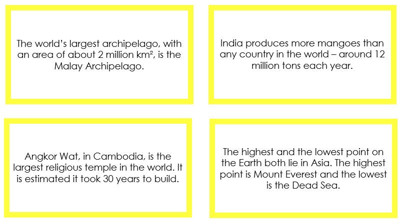 Fun Facts of Asia color-coded Montessori Continent Cards Geography ...