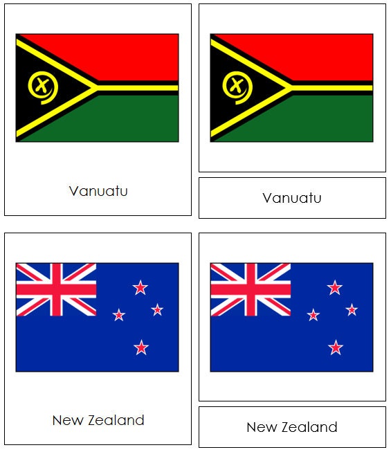 Flags of Oceania Montessori Continent Cards Geography - Etsy