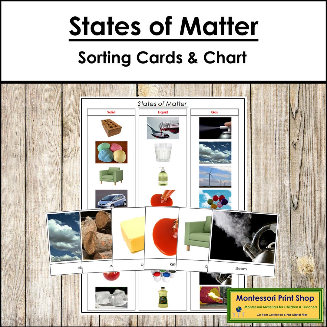 States of Matter Sorting Cards & Chart - Montessori Physics and ...