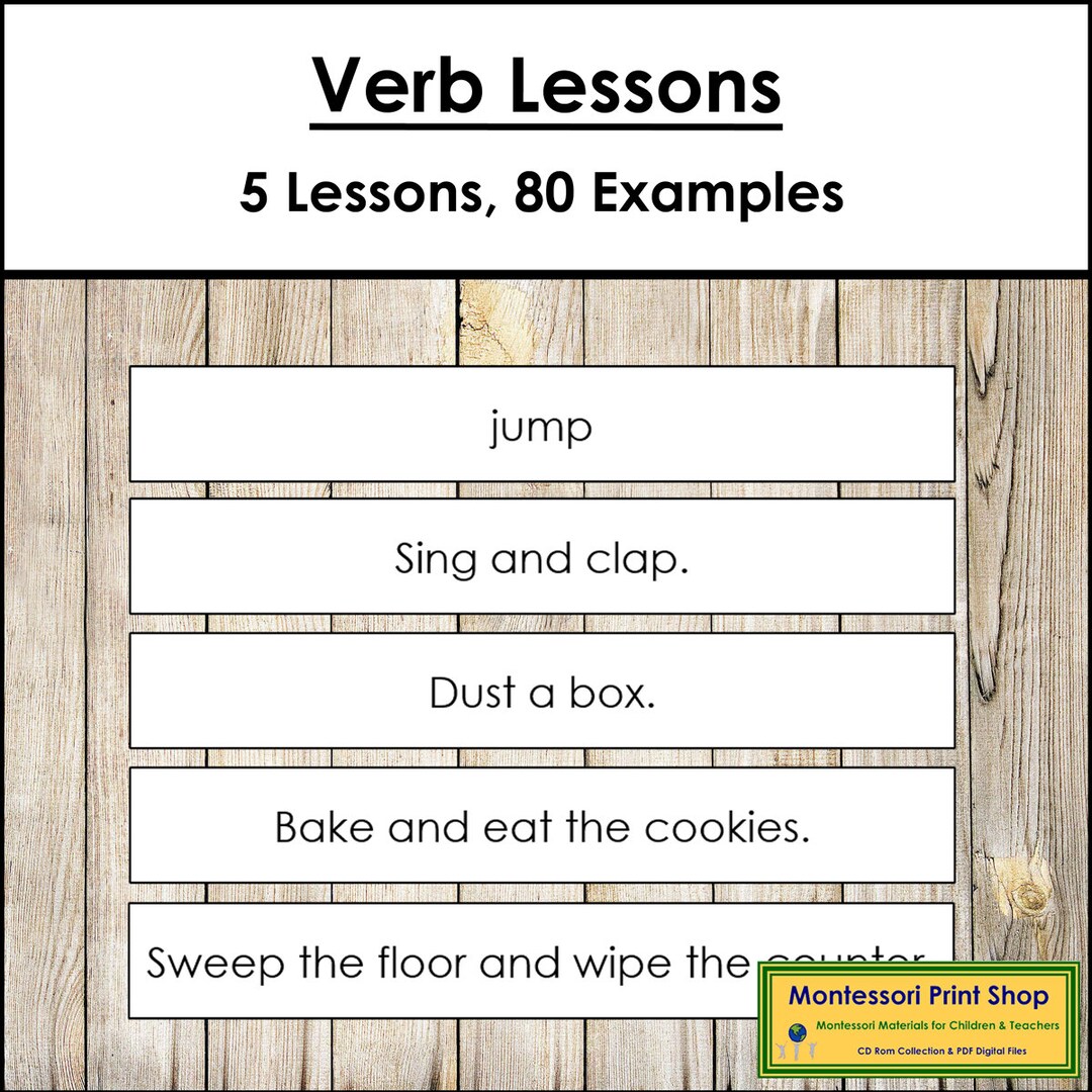 Verb Lessons - Montessori Grammar (digital Download) - Etsy