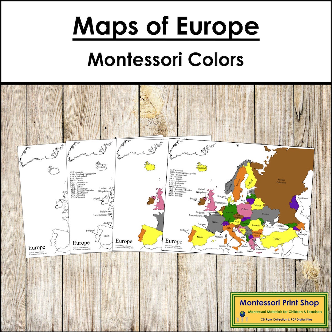 Montessori Maps of Europe [color & Blackline Masters] - Geography ...
