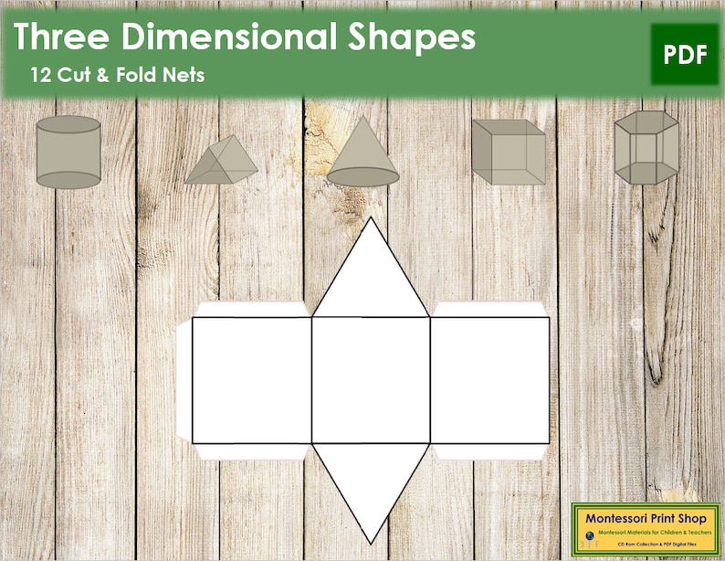 Three Dimensional Shapes Cut & Fold Nets Geometry | Etsy