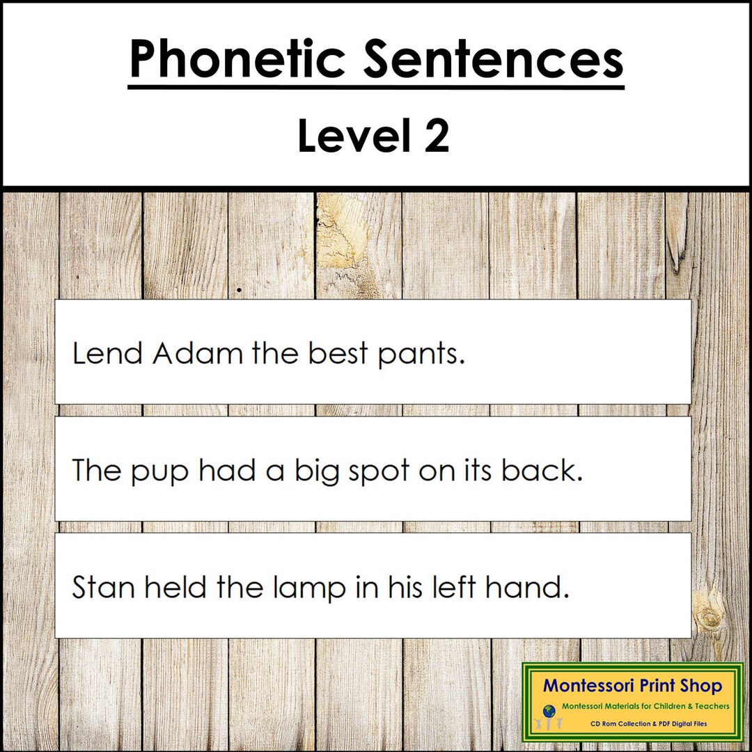 Phonetic Sentences [level 2] - Montessori Phonics Language (digital ...