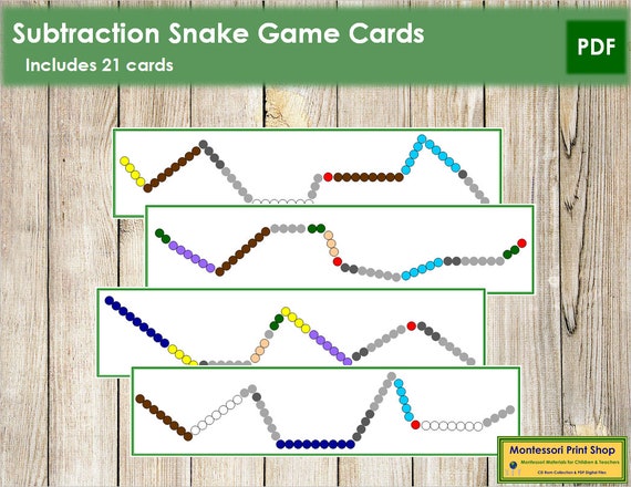 Subtraction Snake Game Task Cards color-coded Primary Math | Etsy